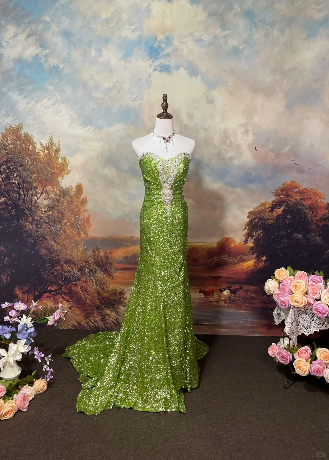 Shiny Prom Dress Sweetheart Sequins Evening Dress Prom Gown Birthday D ...