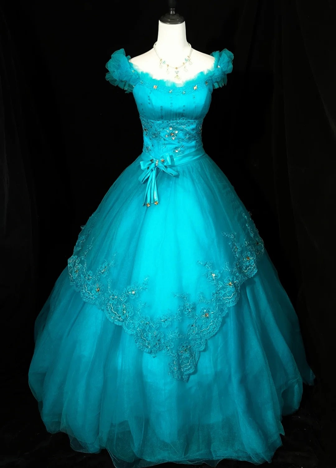 Pretty Prom Dress Crew Neck Tulle Ball Gown Quinceanera Dress Evening ...