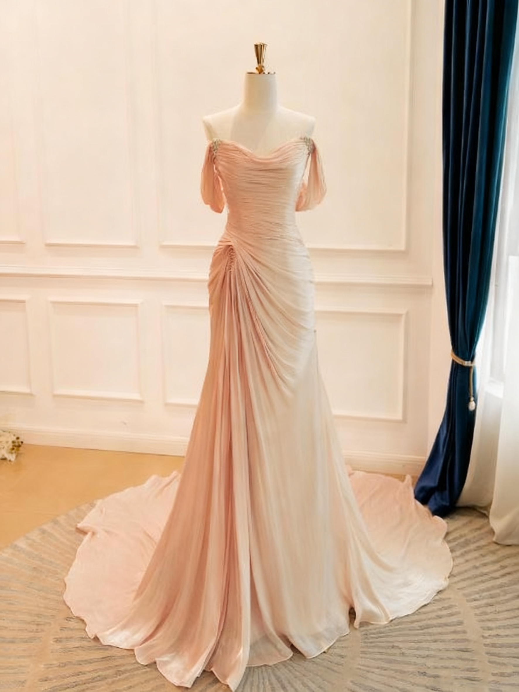 Popular Prom Dress Off Shoulder Pleated Evening Dress Gala Dress D3773 ...