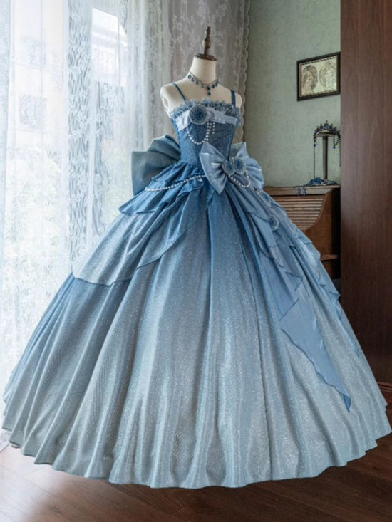 Gorgeous Starry Blue Cinderella Princess Sweet 16 Ball Gown Quinceaner ...